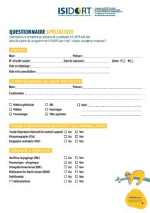 Questionnaire specialiste-1 ISIDORT | Le sommeil de l'enfant